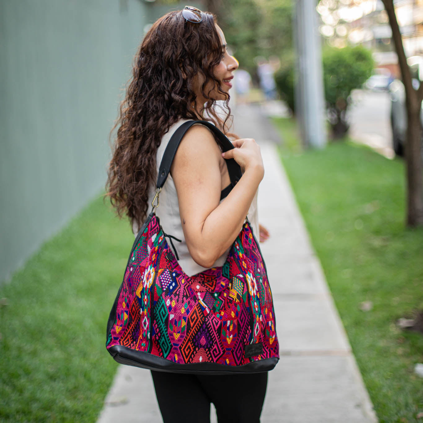 PENELOPE BAG - OOAK HUIPIL - BLACK - NO. 17418 – Nena & Co.
