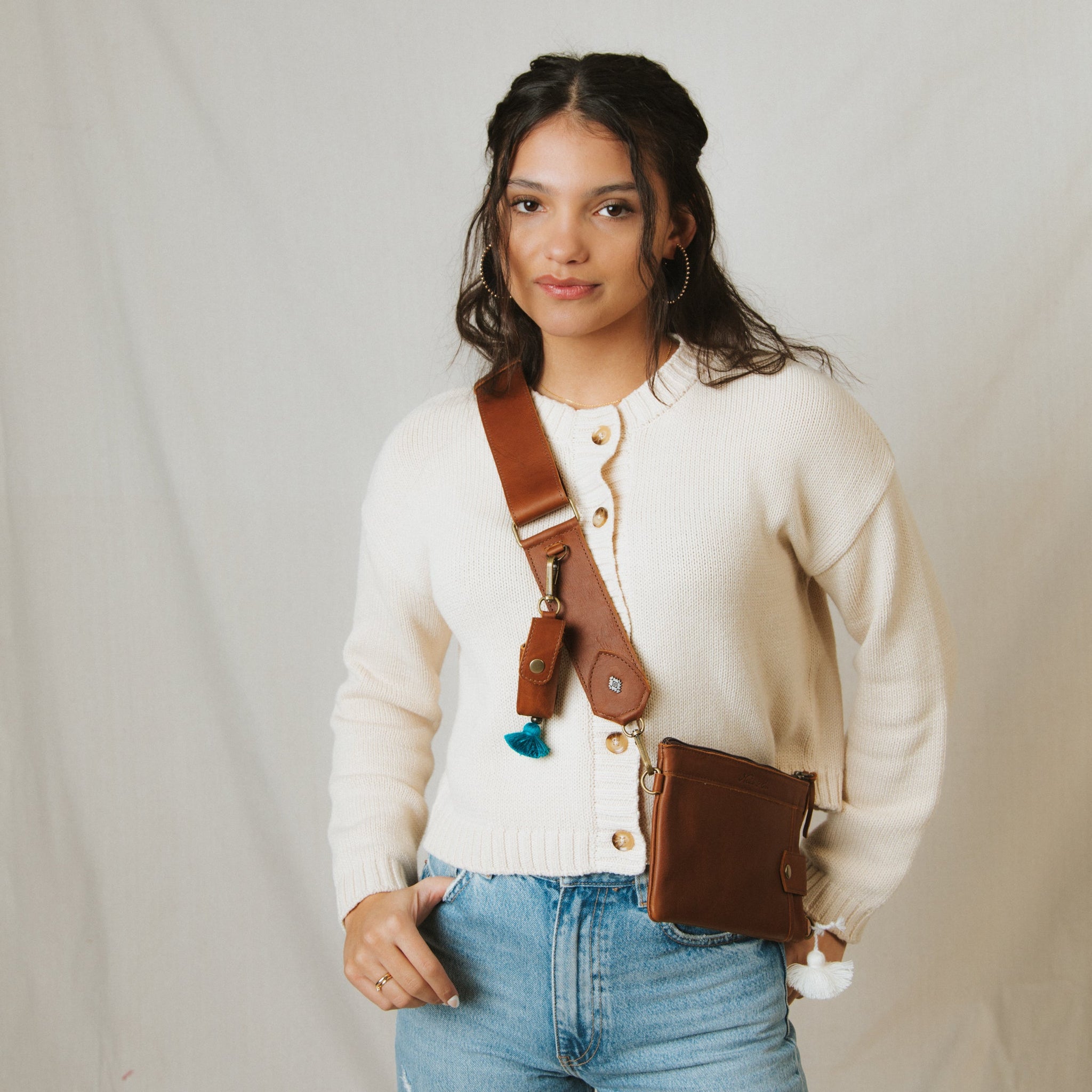 ADJUSTABLE WIDE STRAP - FULL LEATHER - CAFE – Nena & Co.