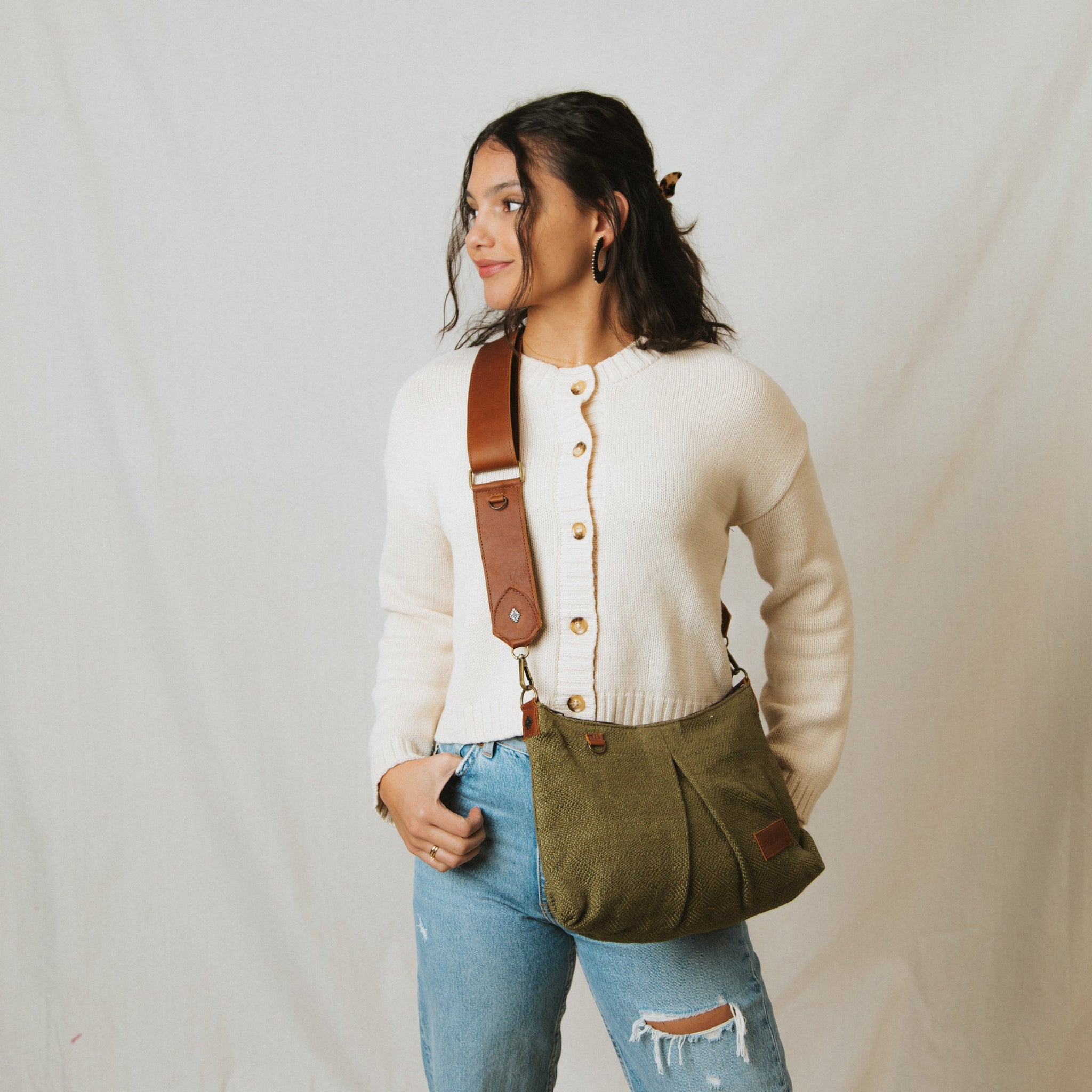 ADJUSTABLE WIDE STRAP - FULL LEATHER - CAFE – Nena & Co.